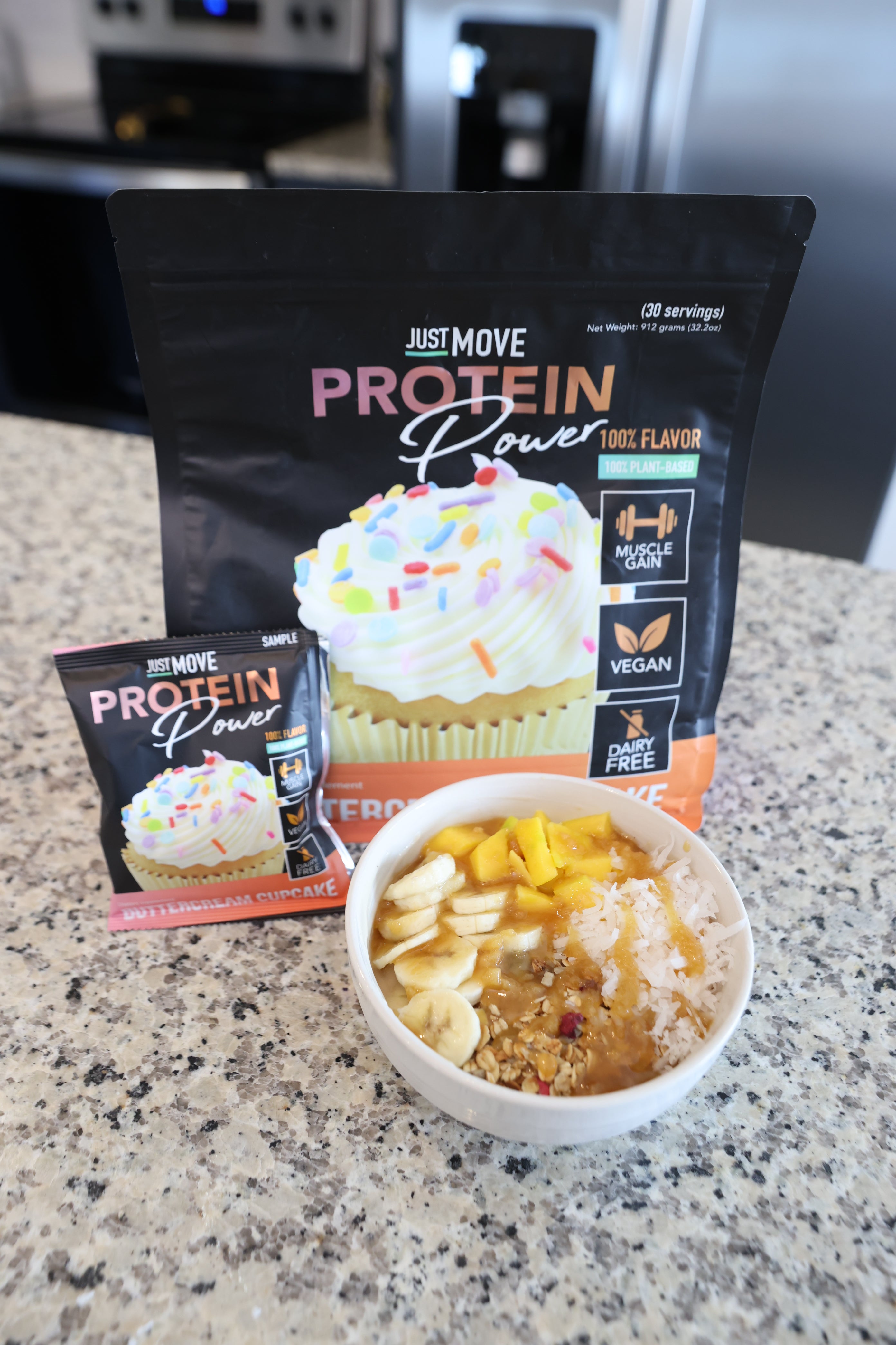 Just Move Supplements: Buttercream Cupcake Protein Bowl